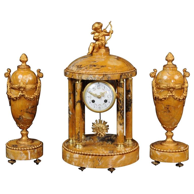 Samuel Marti Gilt Bronze Cartel Wall Clock For Sale at 1stdibs