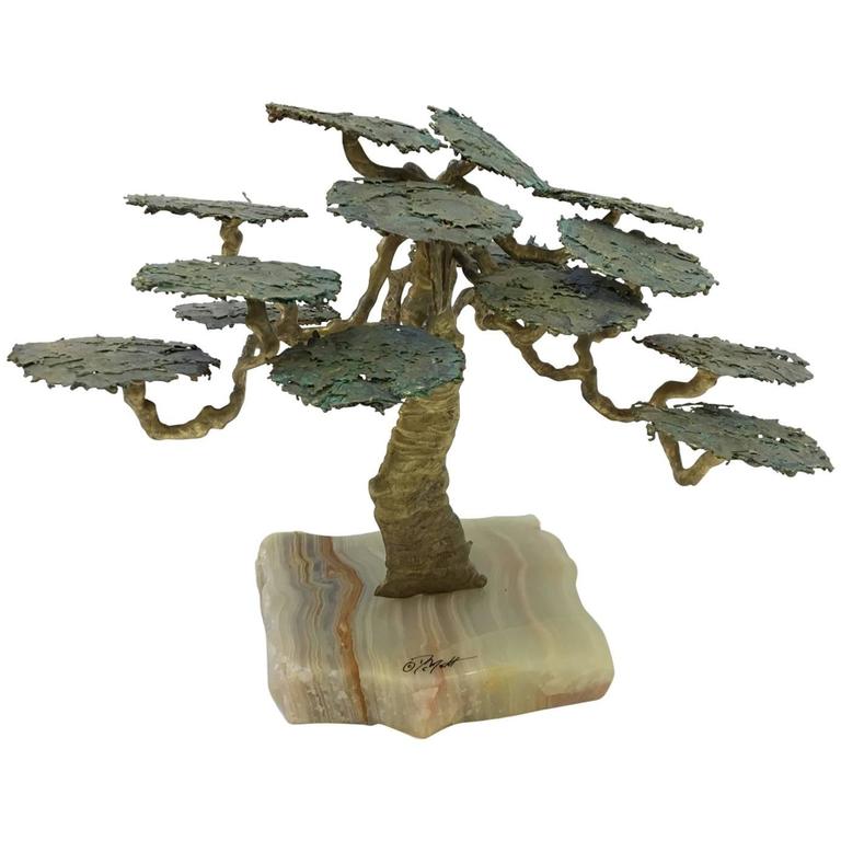 Quartz and Bronze Monterey Cypress Tree Sculpture by John Demott at 1stDibs
