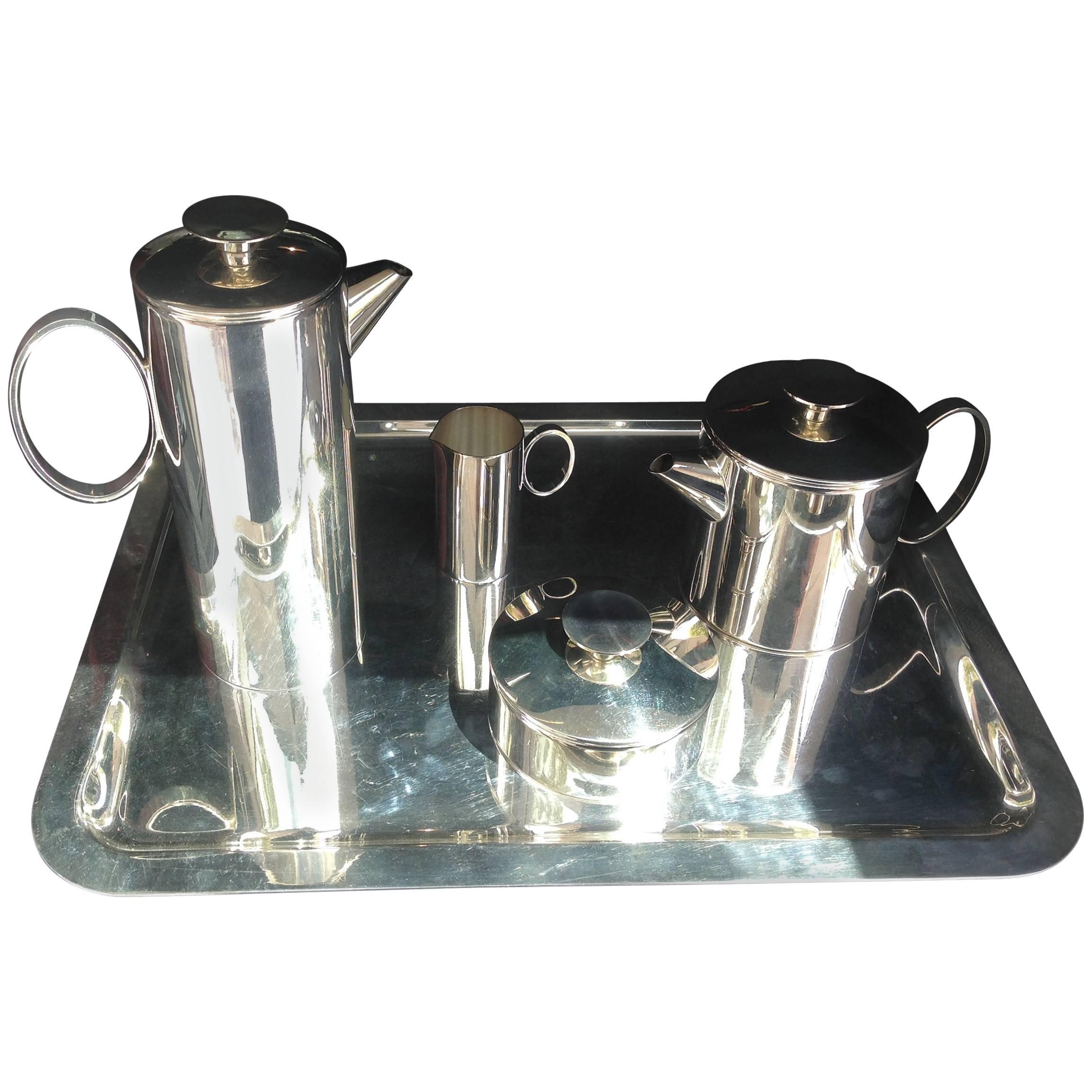 Christofle France Silver Plate Five-Piece Tea Set at 1stDibs