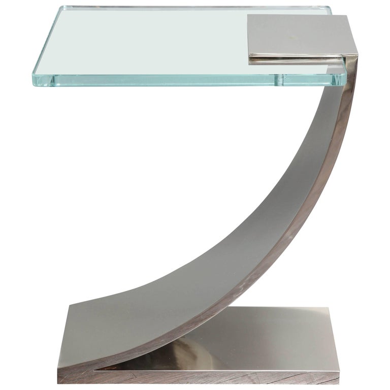 Custom Nickel Plated Z Side Table For Sale at 1stDibs