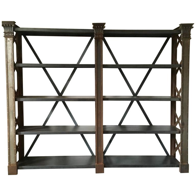 French Industrial Bookcase or Shelves in Cast Iron and Iron at 1stDibs