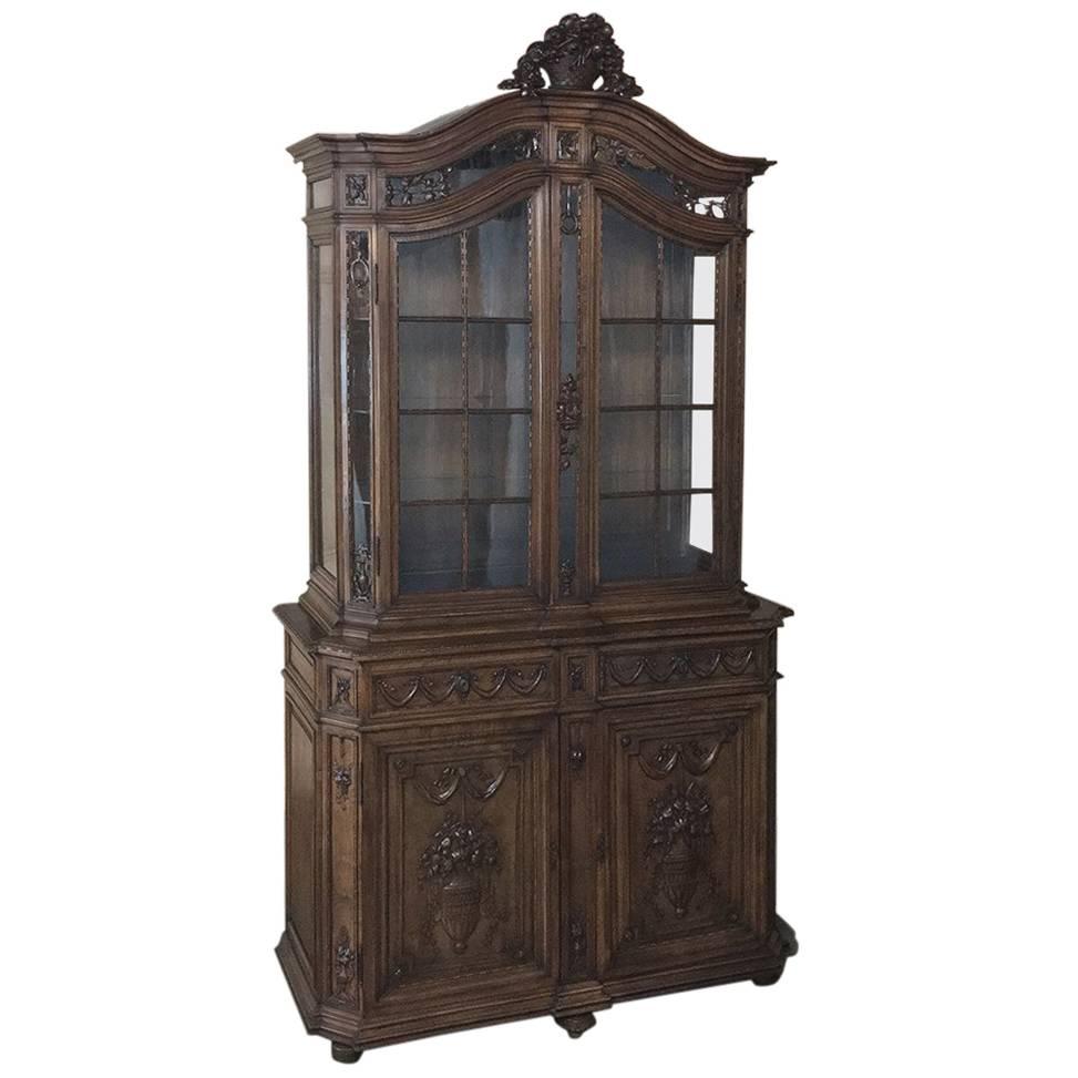 19th Century Grand French Louis XVI Hand Carved Walnut Bookcase For ...