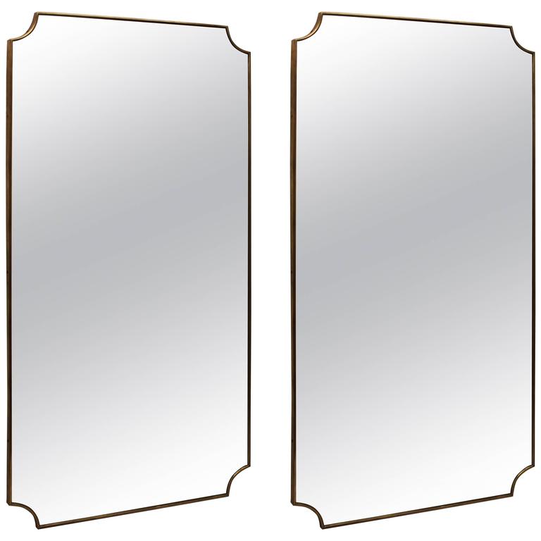 Pair of Brass Framed Mirror from 1960 at 1stDibs