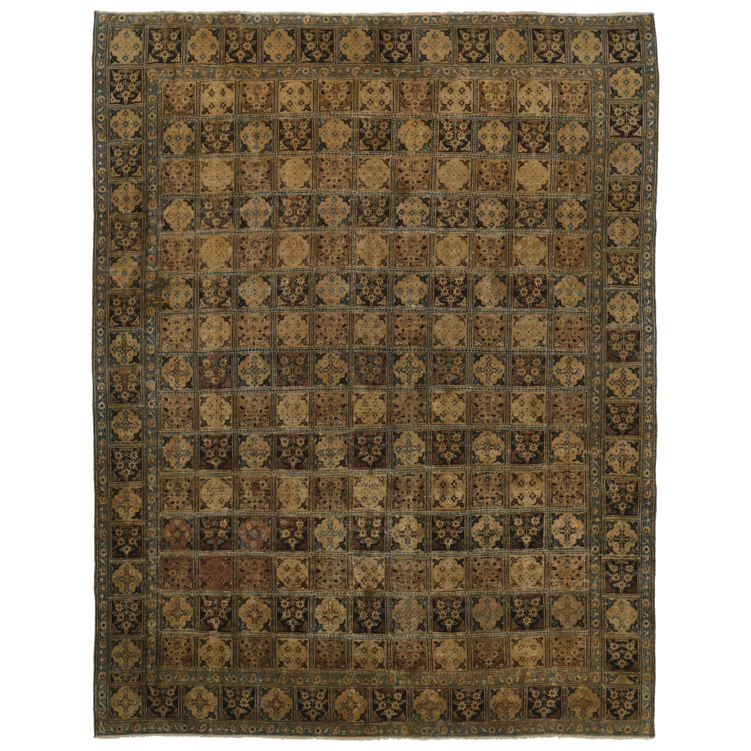 Antique Persian Garden Design Bakhtiari Rug For Sale at 1stDibs