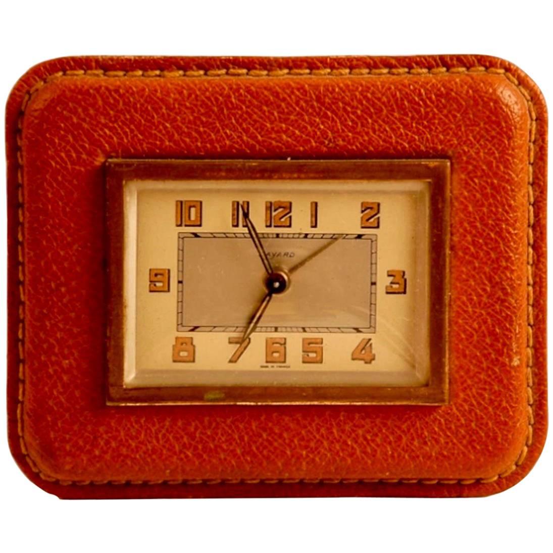 Adnet Style Leather Alarm Clock at 1stDibs
