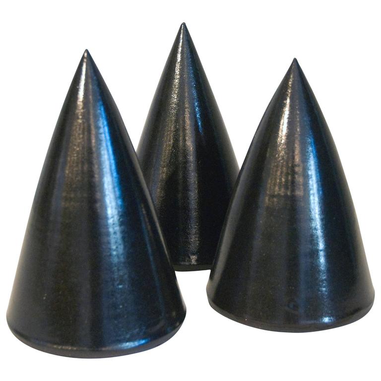 James Salaiz Small Spike Sculptures in Stoneware with Graphite Glaze ...