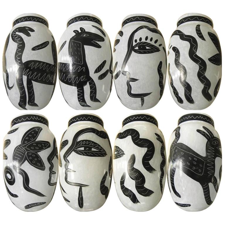 Rare Post-Modernism Black and White Pair of Swedish Vases at 1stDibs