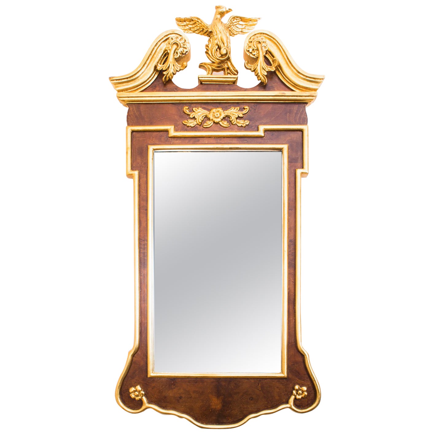 Antique Georgian Style Carved Walnut Wall Mirror For Sale at 1stDibs