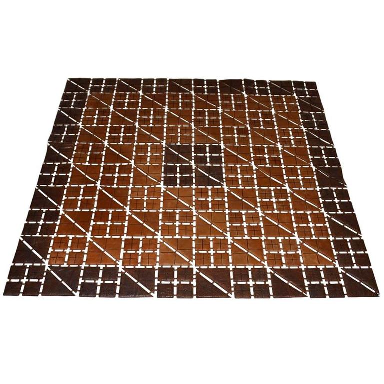 Retro Leather Patchwork Rug Vintage, 1970s at 1stDibs