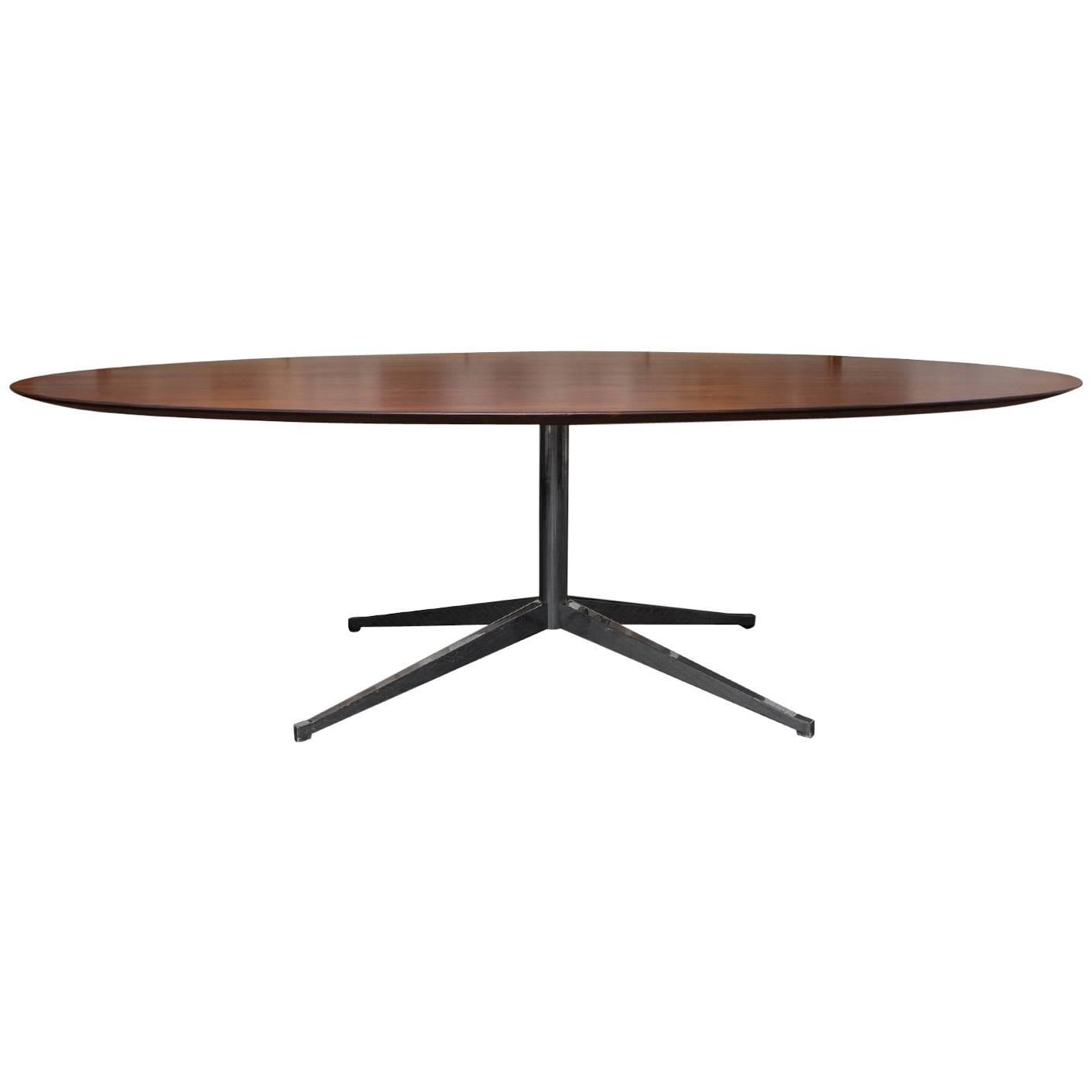 Florence Knoll Rosewood Oval Dining Table on Chrome Base at 1stDibs