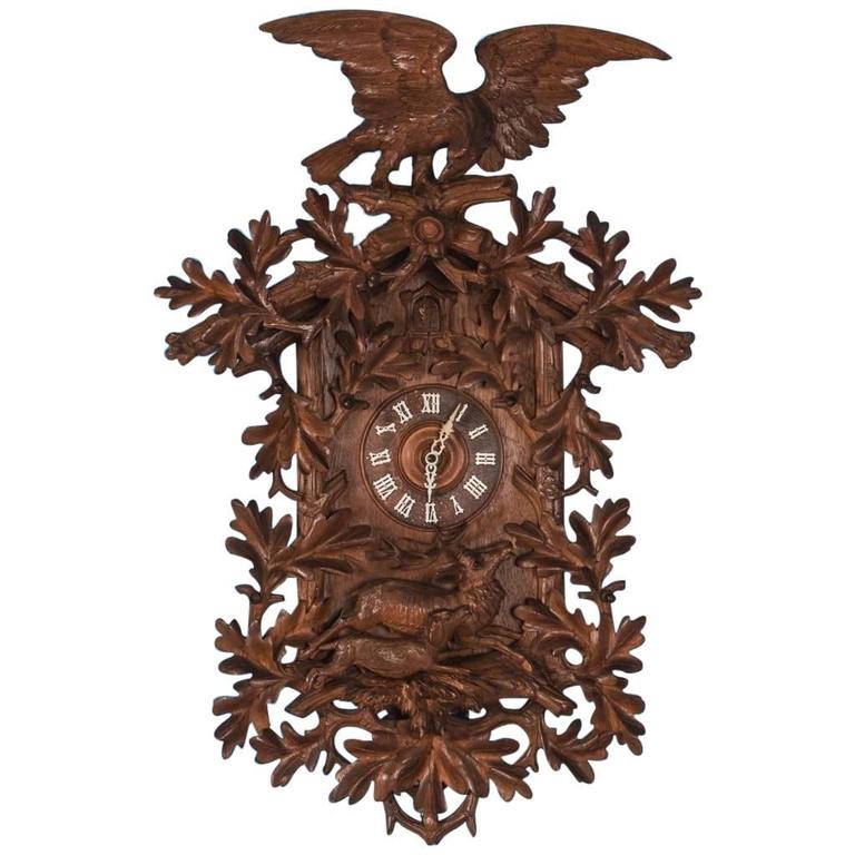 Antique 19th Century Carved Black Forest Cuckoo Wall Clock For Sale at ...