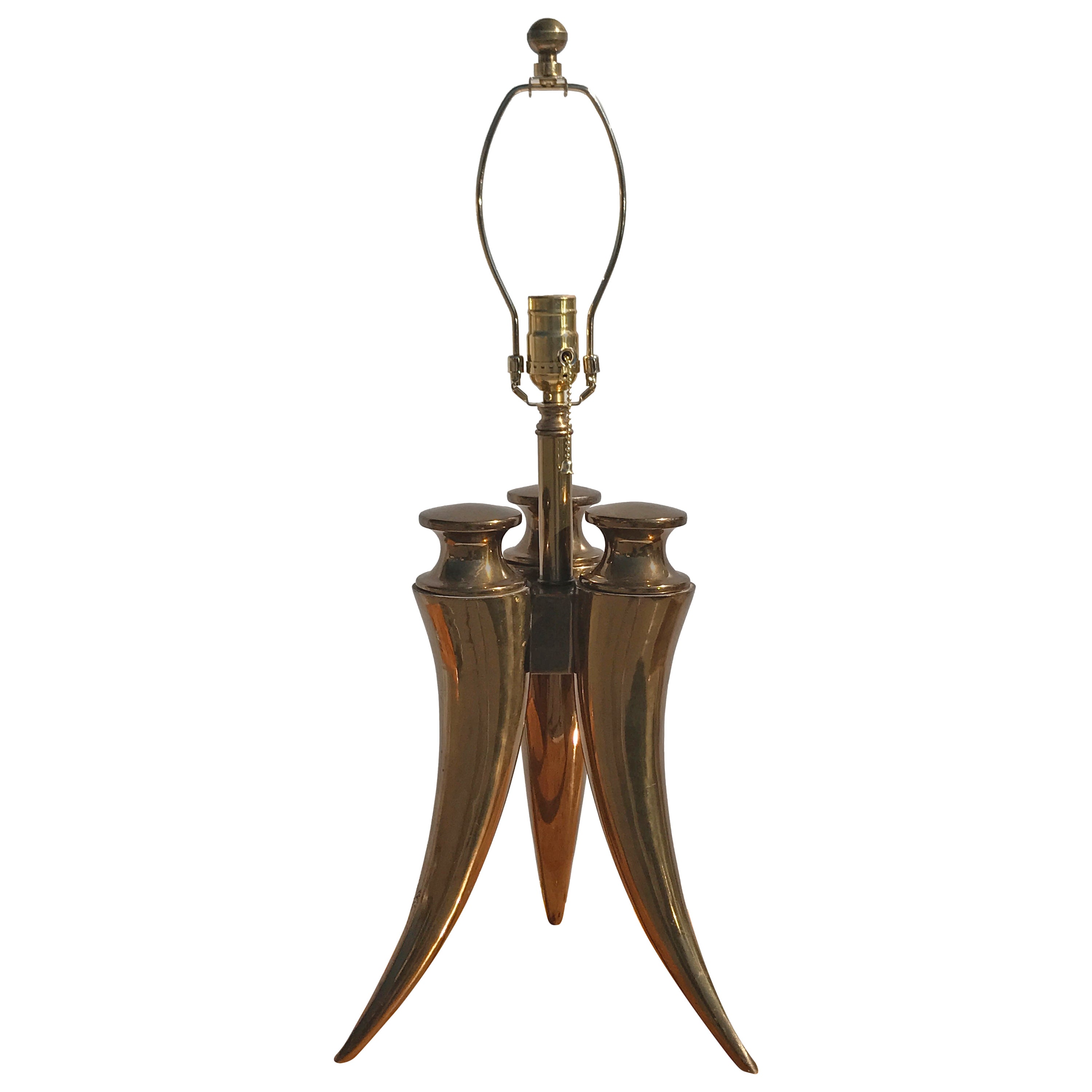 Vintage Brass Fox Hunting Horn Lamps For Sale at 1stDibs