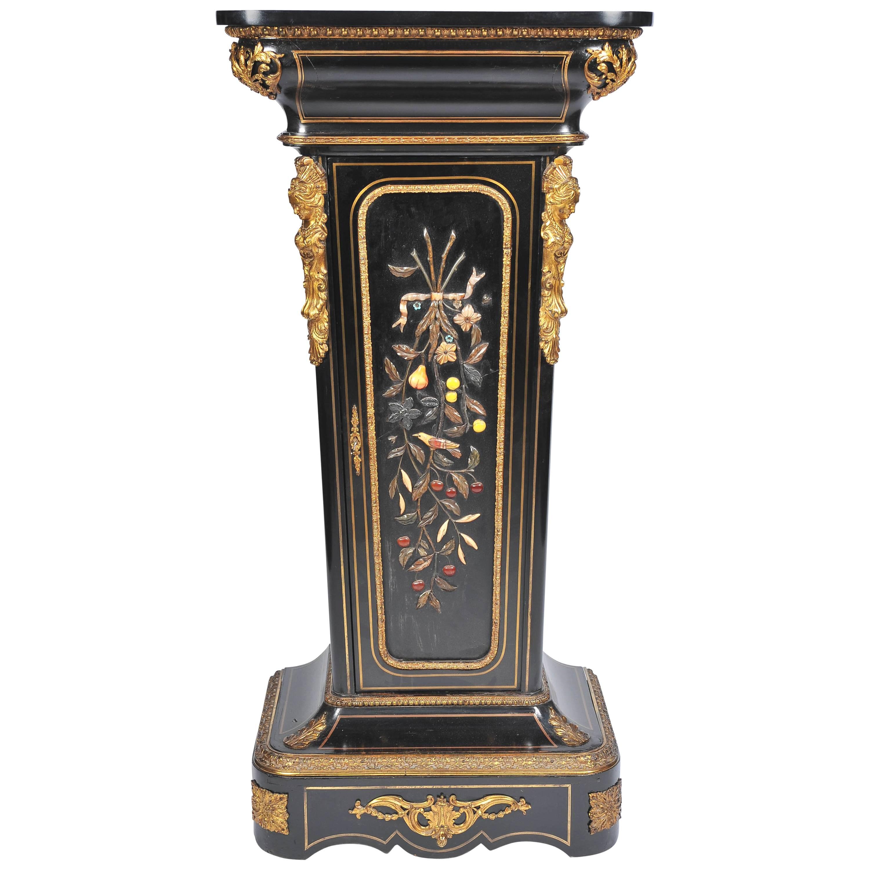 19th Century Pedestal with Petra Dura Inlay For Sale at 1stDibs | petradura