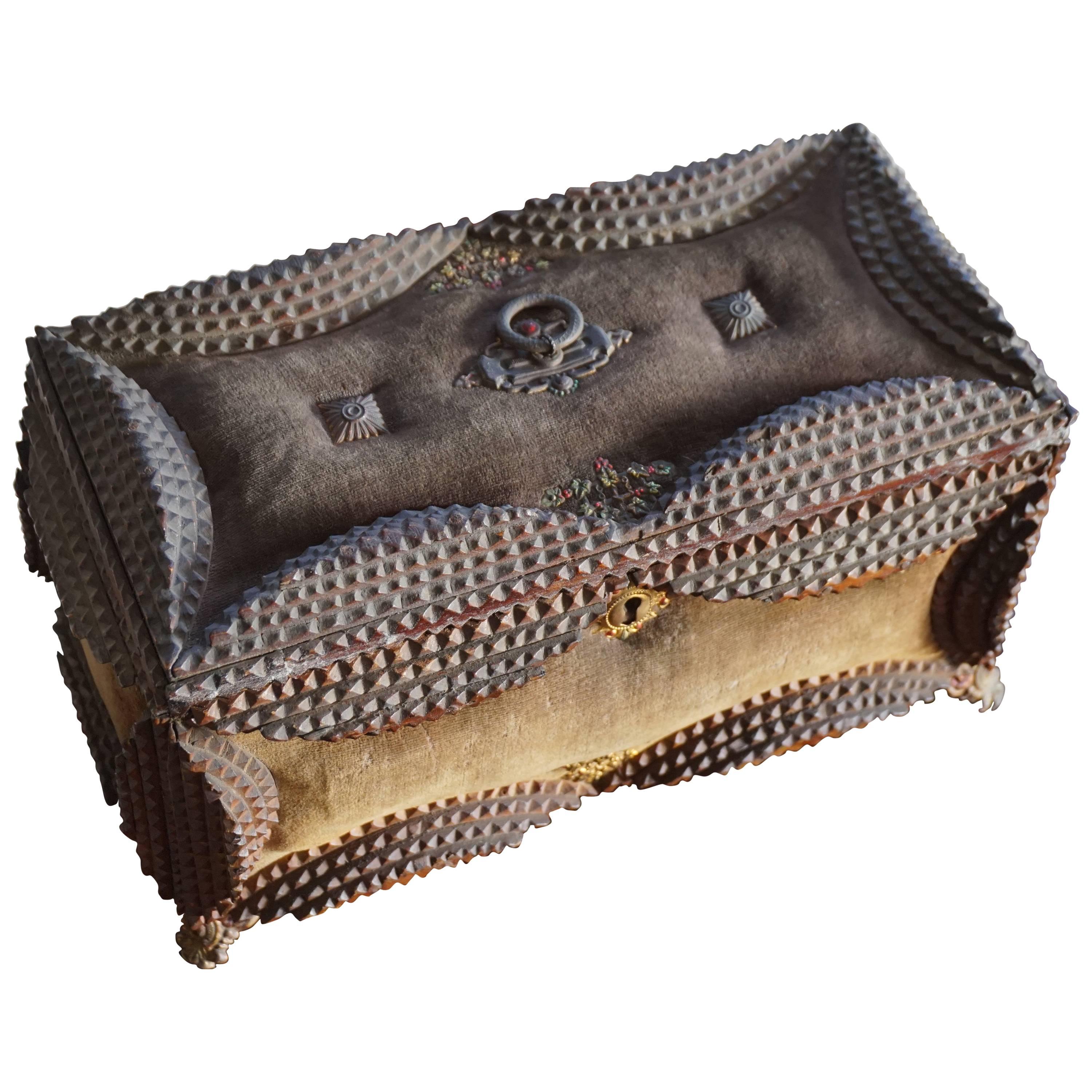 Unique and Handcrafted Mid-19th Century Tramp Art Box with Stunning ...