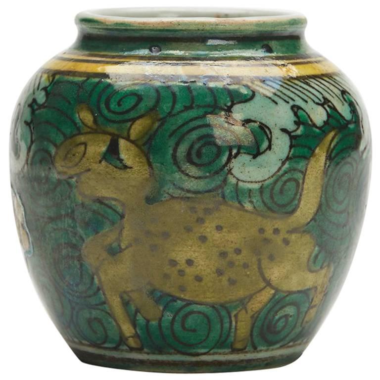 Antique Chinese Famille Verte Mythical Animal Vase at 1stDibs
