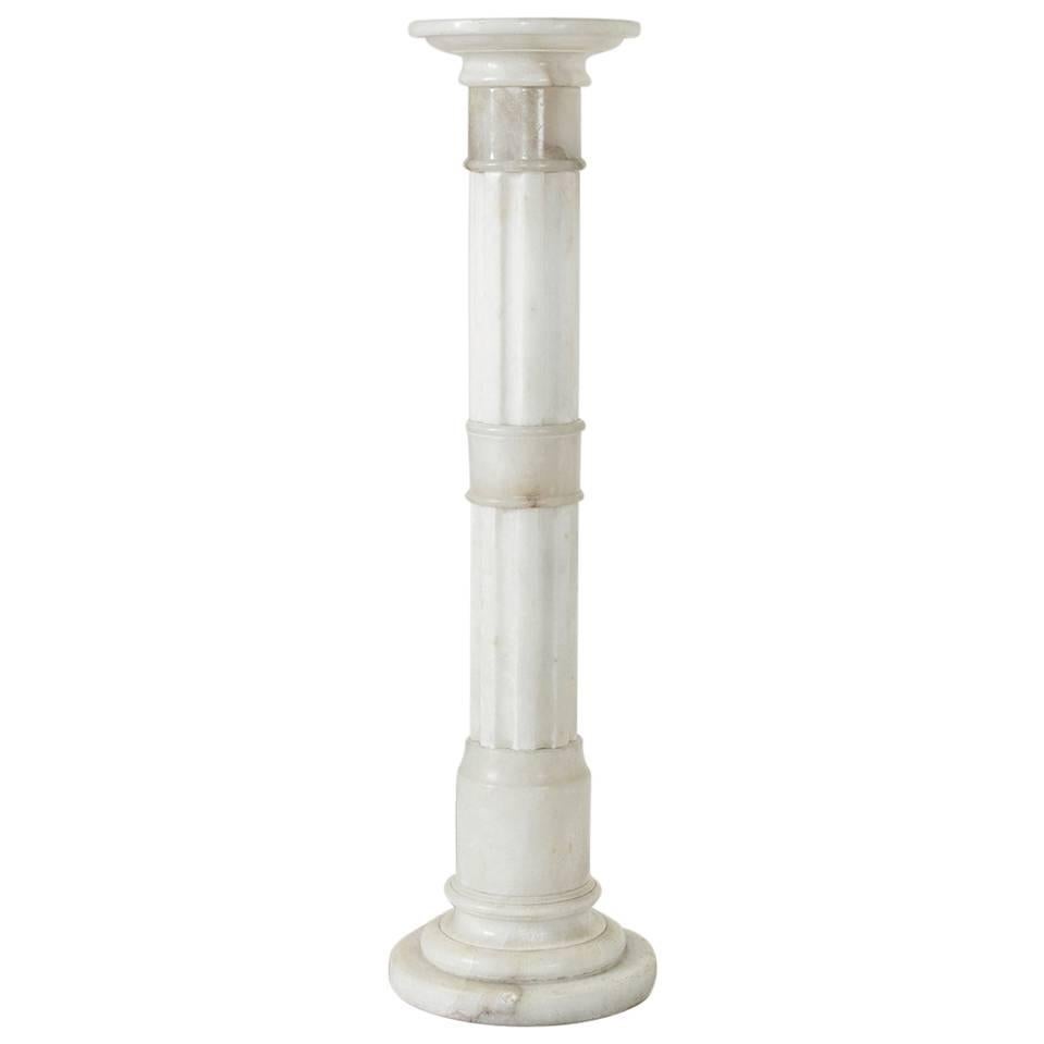 Early 20th Century French Alabaster Column Pedestal Pillar Electrified ...