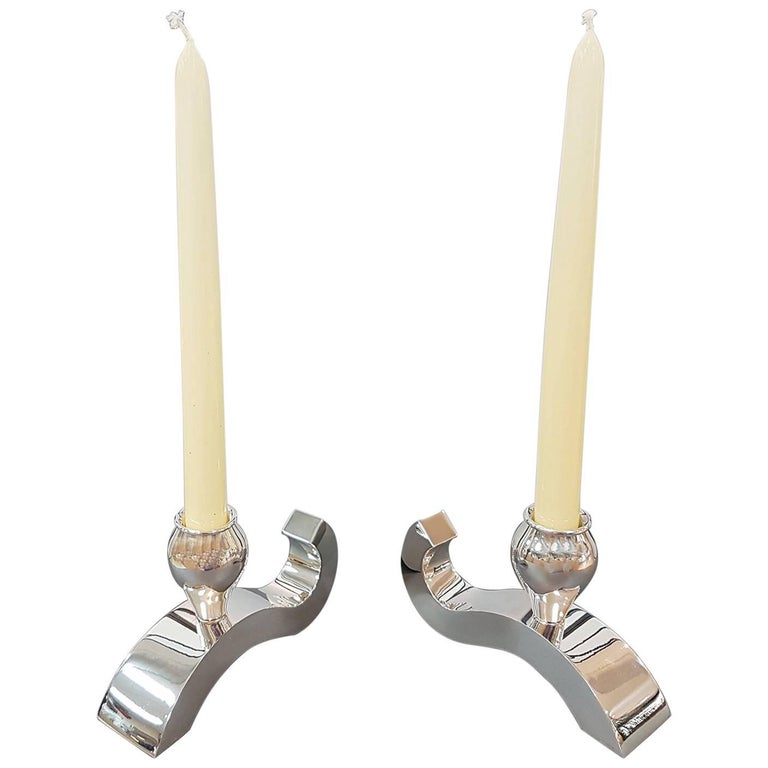 20th Century Italian Sterling Silver Modern Candlesticks For Sale at ...