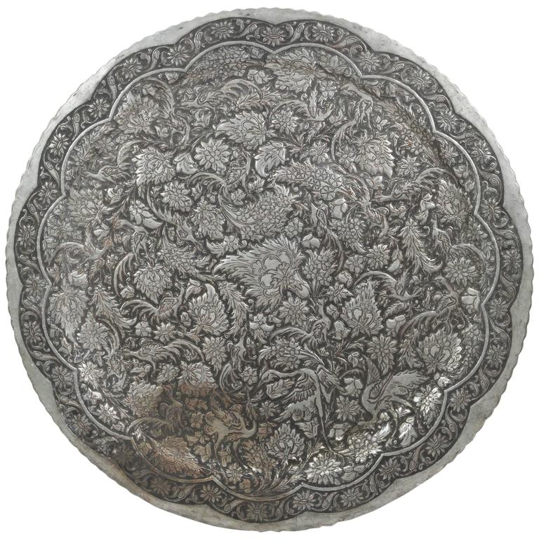Antique Persian Silvered Wall Tray at 1stDibs