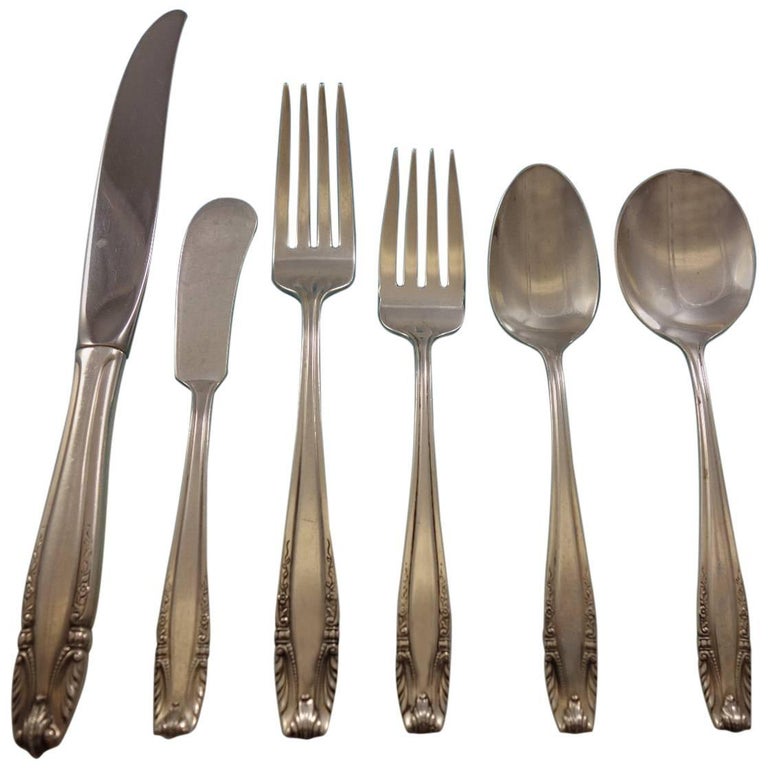 Stradivari by Wallace Sterling Silver Flatware Set for 12 Service 78 ...