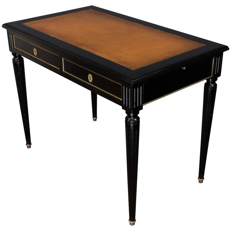 Small Ebonized Lady's Writing Desk with Leather Top at 1stDibs