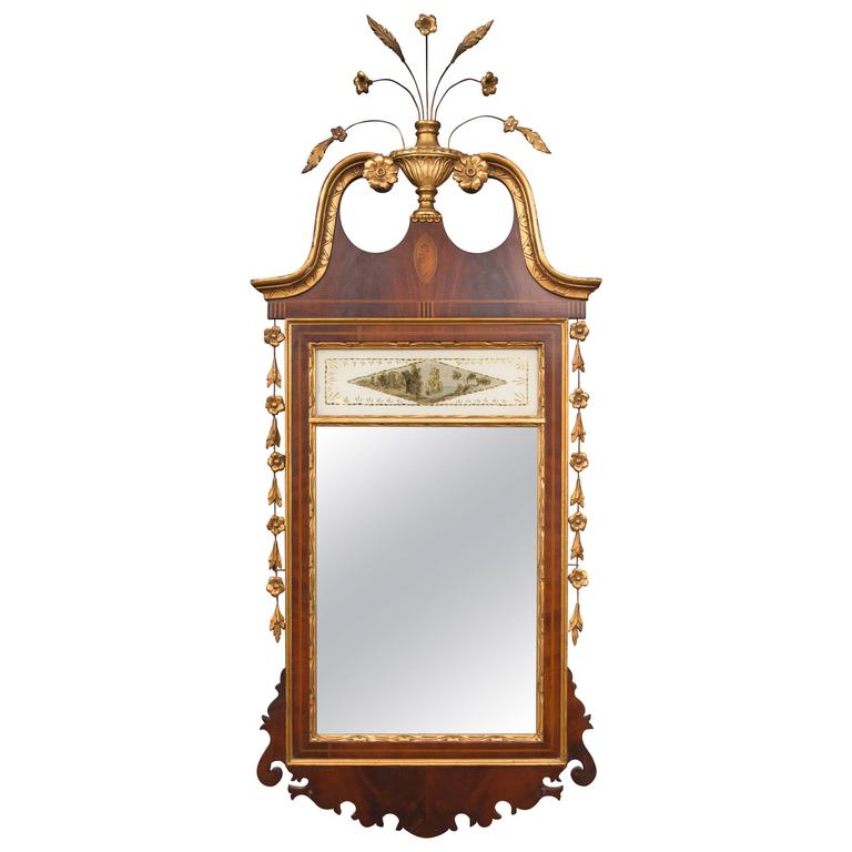 Federal Style Mahogany Parcel Gilt Mirror at 1stDibs