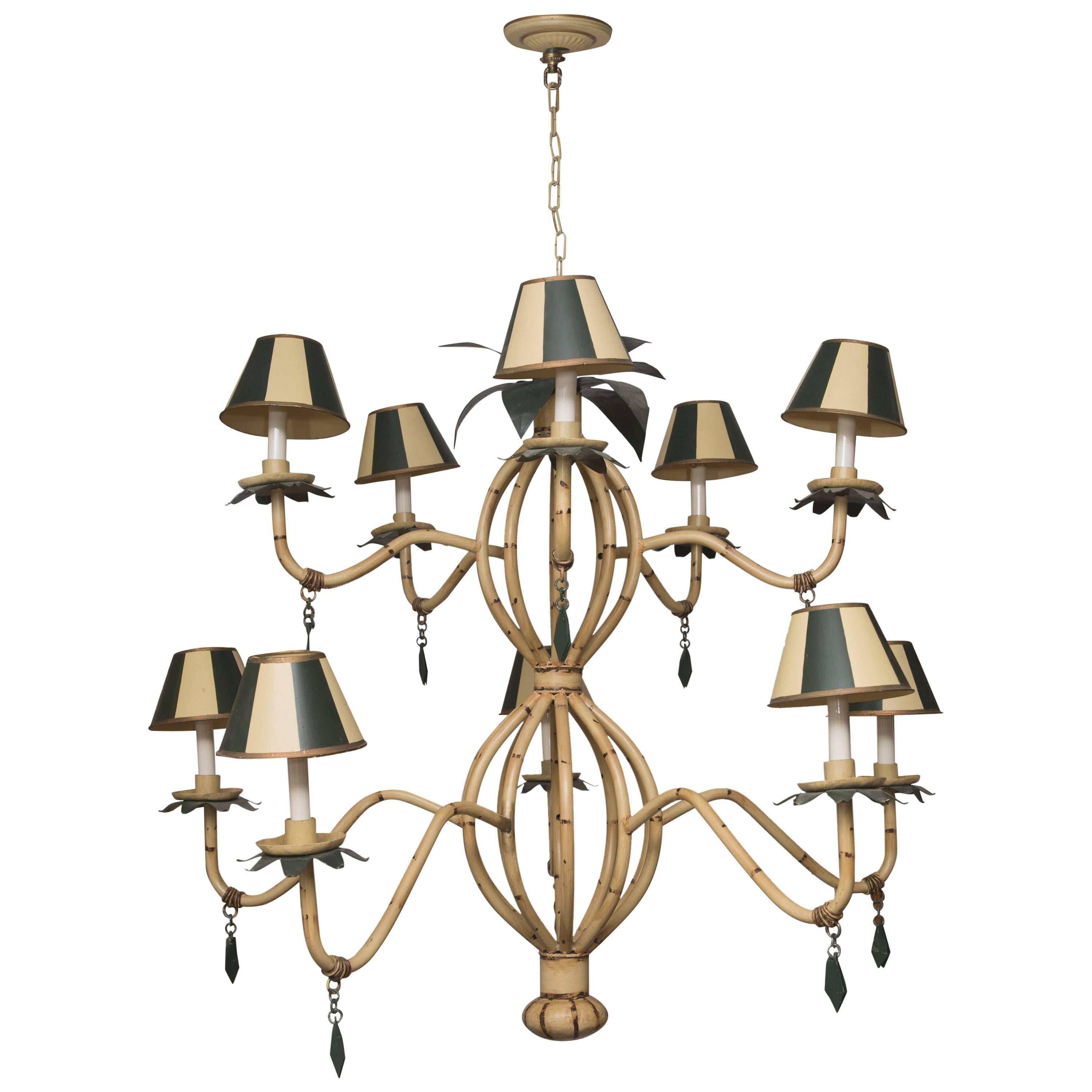 Polychrome Metal Ten-Light Faux Custom Bamboo Chandelier at 1stDibs ...
