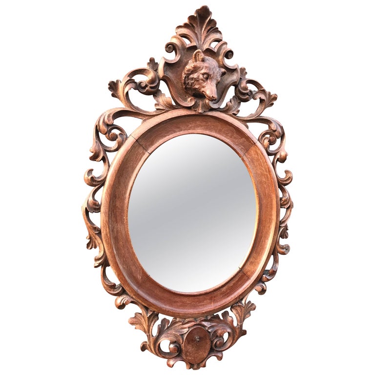 18th Century Impressive and Hand Crafted Oak Hunting Wall Mirror with ...