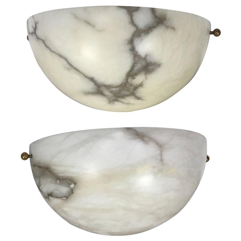 Pair of Art Deco Style Alabaster Wall Sconces by Lightolier at 1stDibs