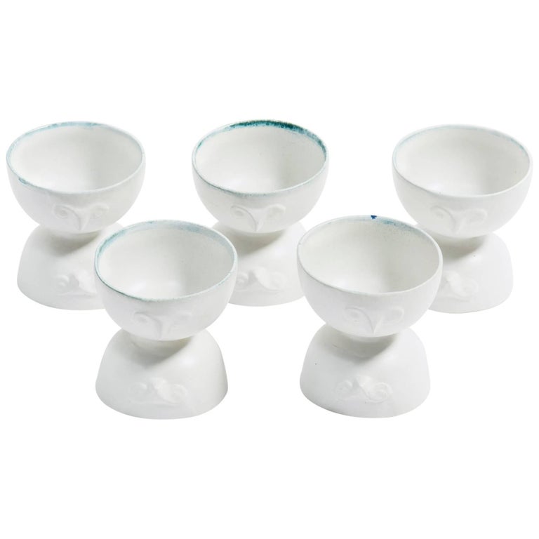 Five Italian Ceramic Inverted Bowls with Faces at 1stDibs