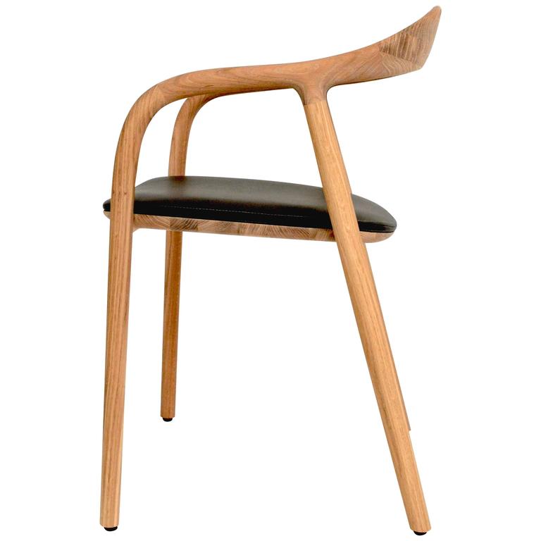 Artisan 'Neva' Dining Chairs in Oak and Leather at 1stdibs