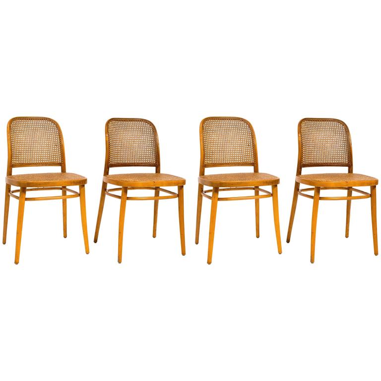 Set of Four Prague Style Bentwood Chairs by Ligna at 1stDibs