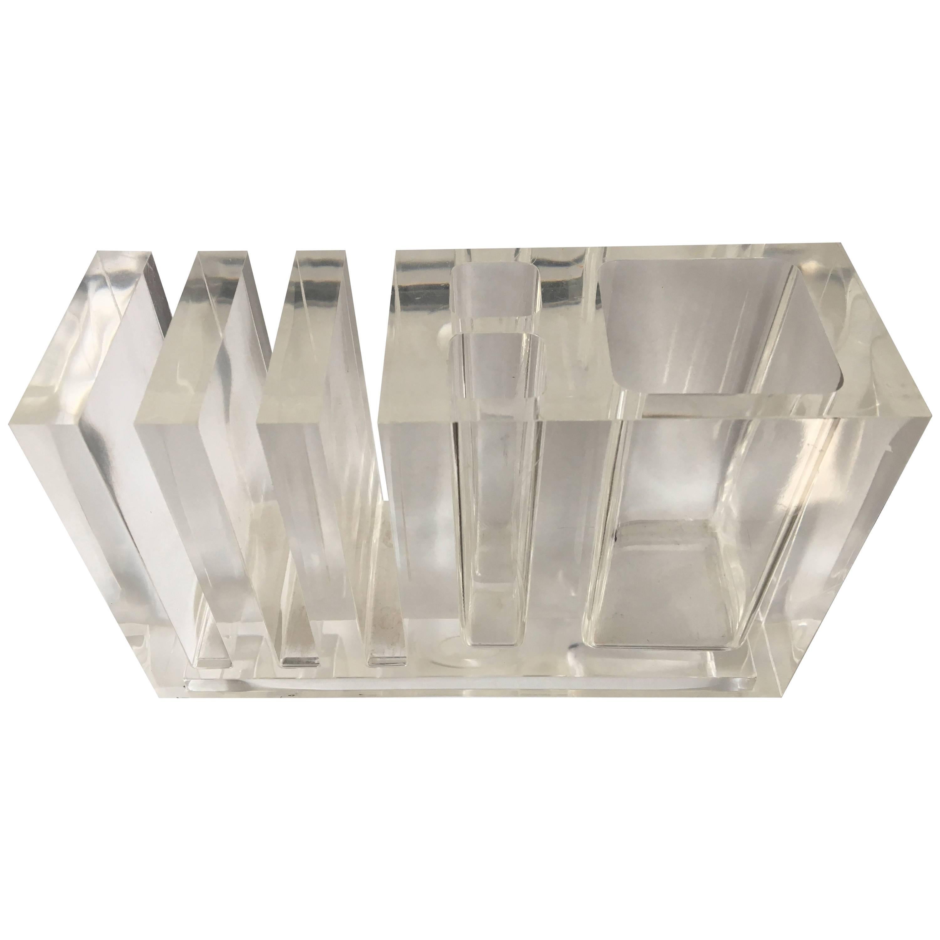 Italian 1980s Lucite Desk Organizer by Rede Guzzini at 1stDibs