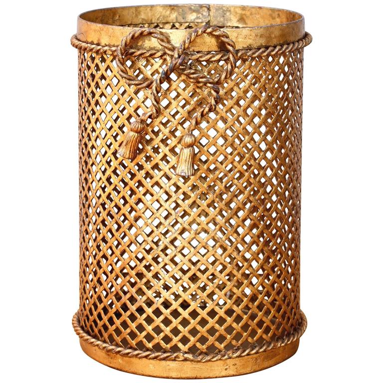 Mid-Century 1950s Hollywood Regency Italian Gold Gilded Waste Paper ...