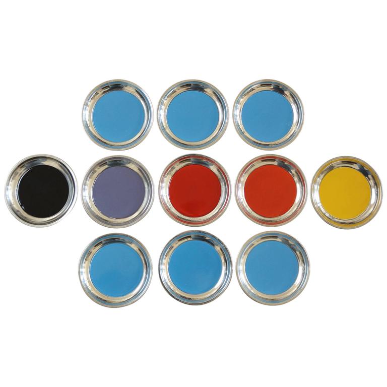 Towle Sterling and Enamel Coasters at 1stDibs
