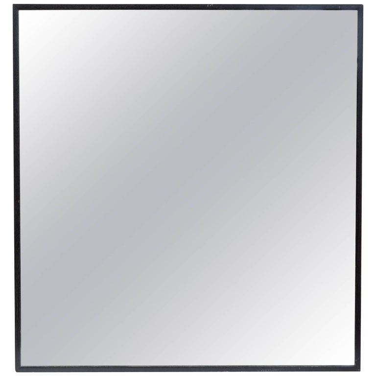 Modern Black Oak Square Wall Mirror For Sale at 1stDibs | square oak mirror