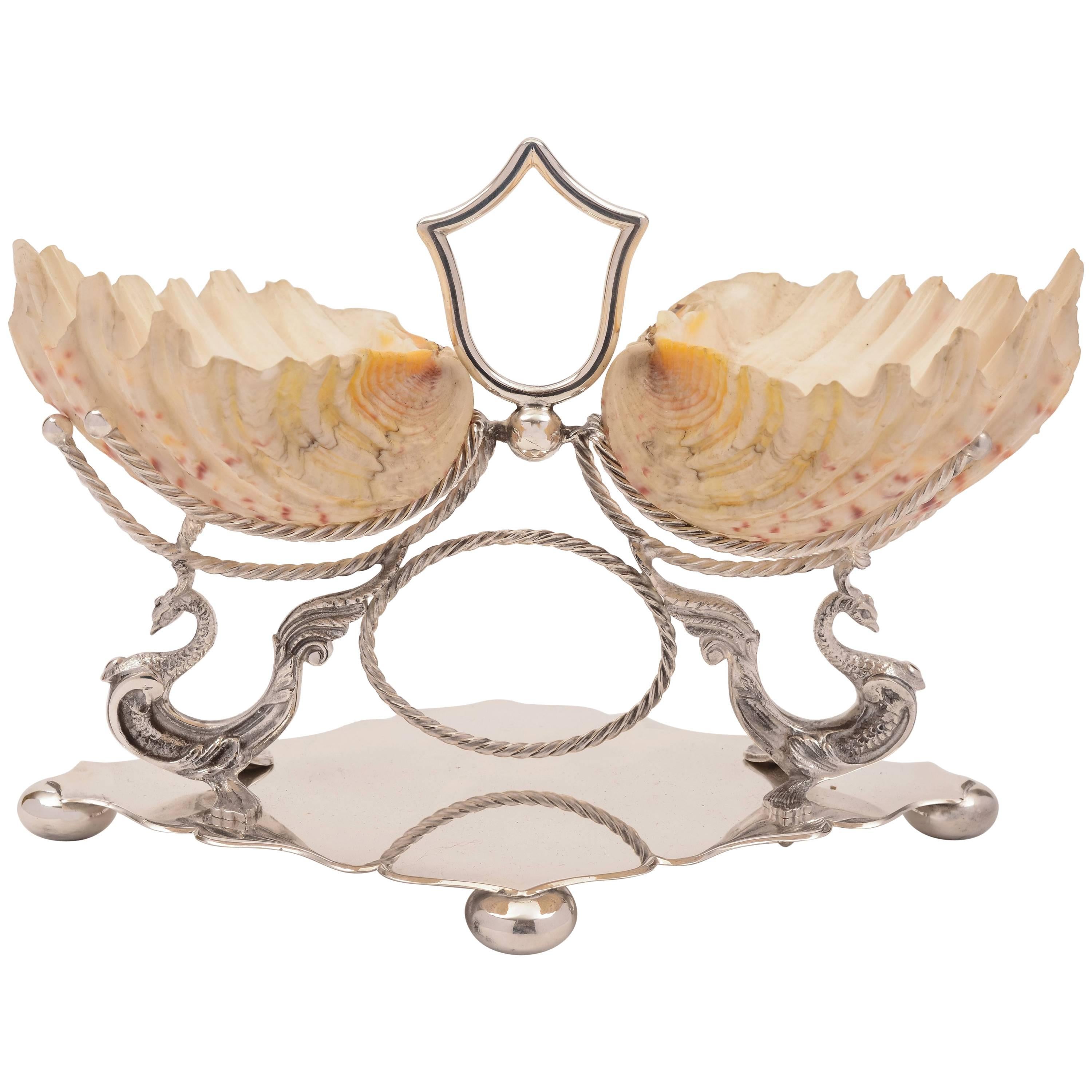 19th Century Victorian Shell and Silver Plated Centrepiece at 1stDibs
