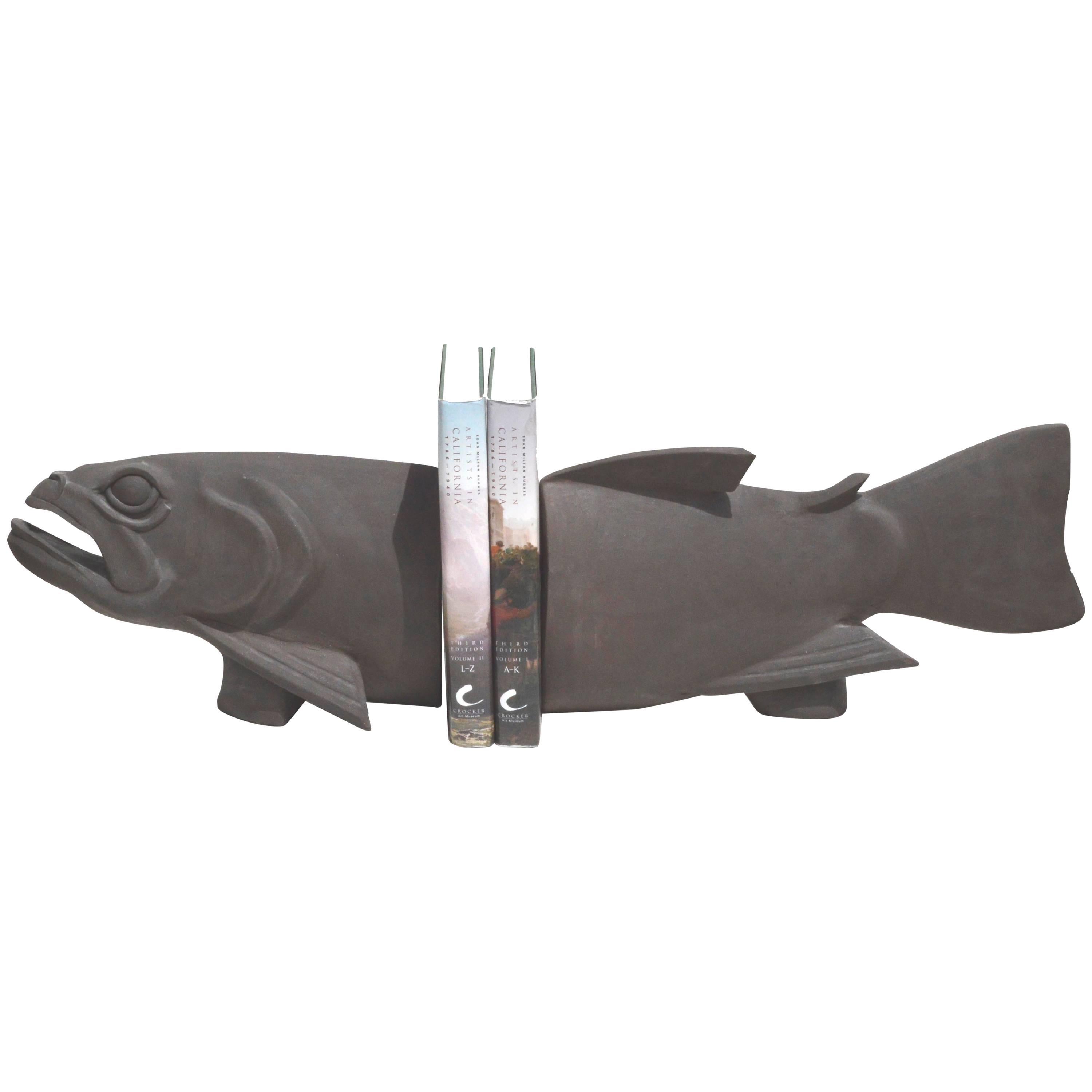 Large Ceramic Steelhead Trout Bookends For Sale at 1stDibs
