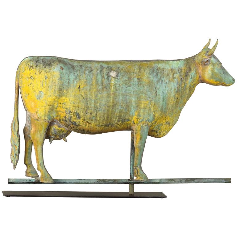 Molded Copper and Cast Zinc Cow Weathervane For Sale at 1stDibs