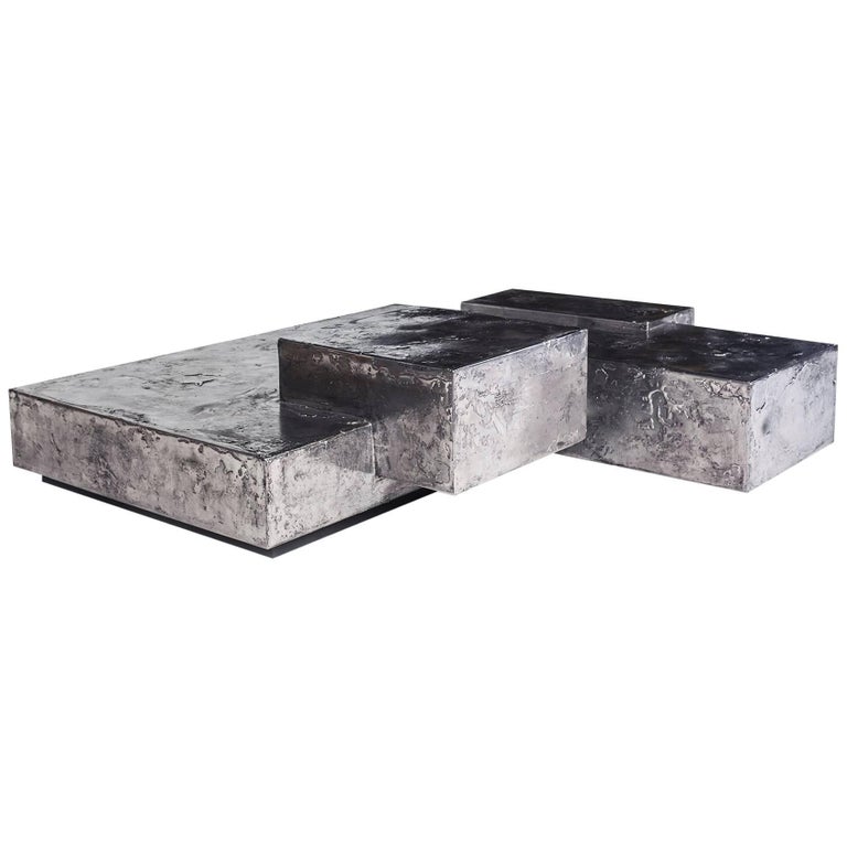 Pewter Landscape Cocktail Table, Made from Pewter on Steel For Sale at ...