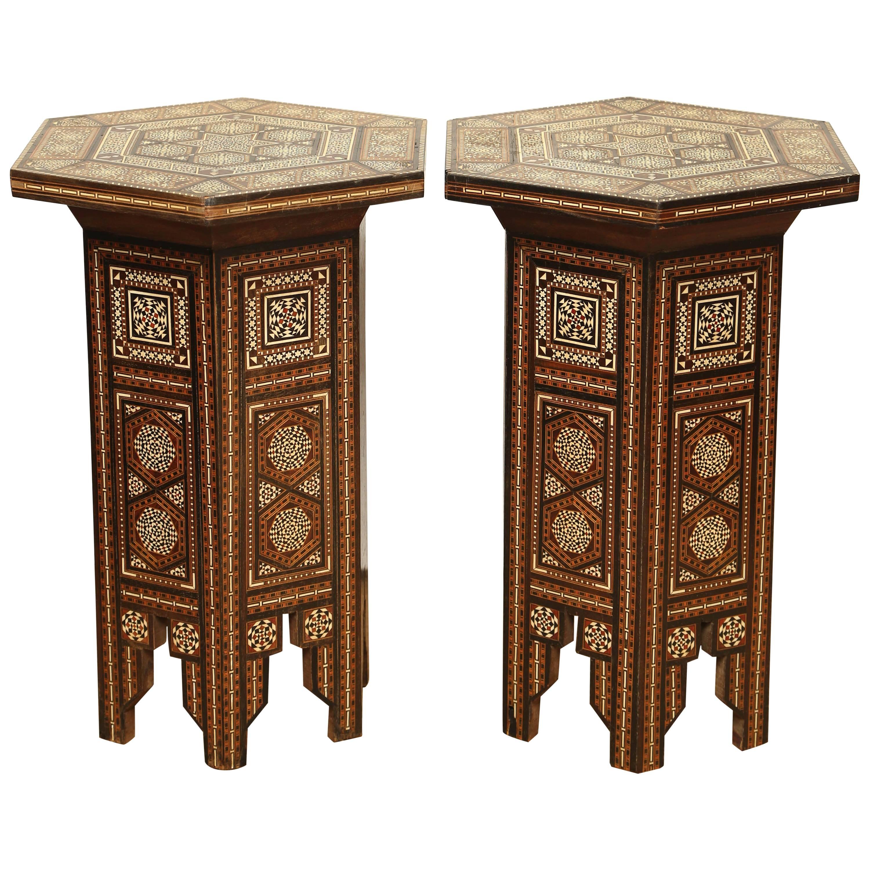 Pair of Syrian, Inlaid Wooden Hexagonal Tables at 1stDibs | syrian ...