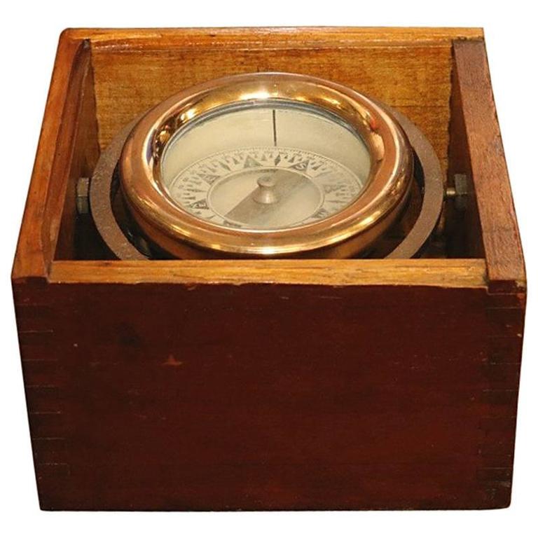 Brass Box Compass by Wilcox Crittenden at 1stDibs