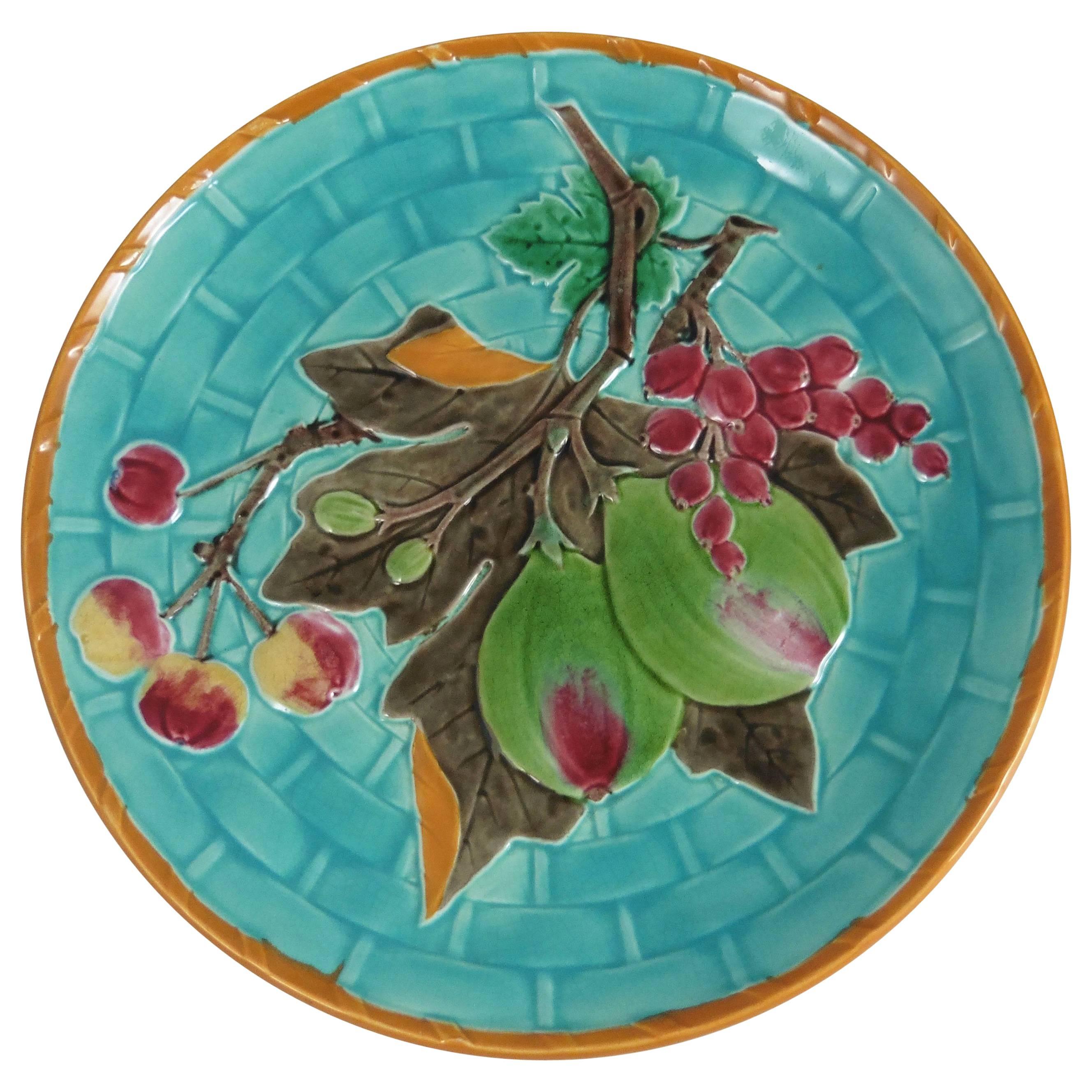 19th Century Majolica Figs Plate Wedgwood at 1stDibs