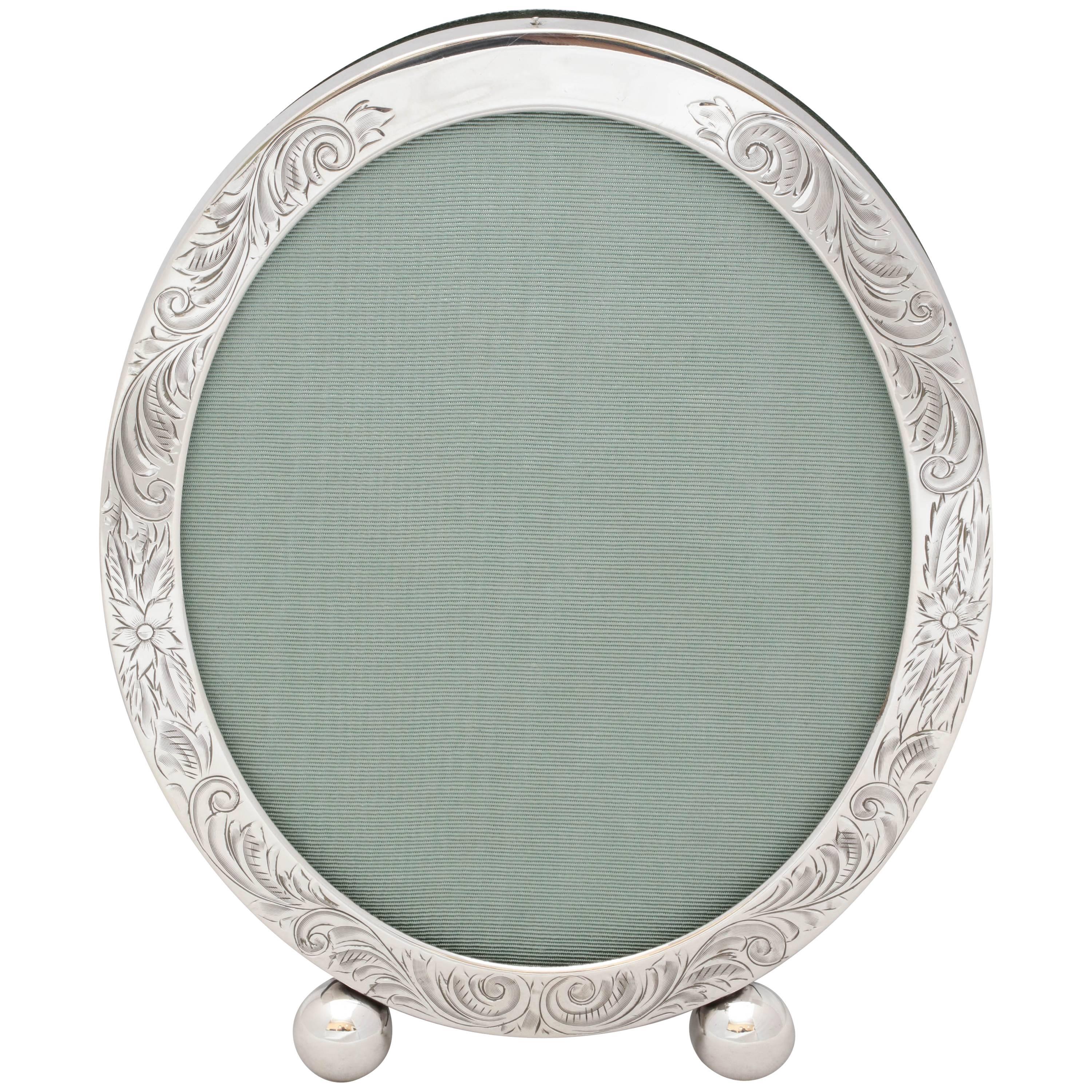 Unger Brothers Edwardian Sterling Silver Etched Oval Picture Frame on ...