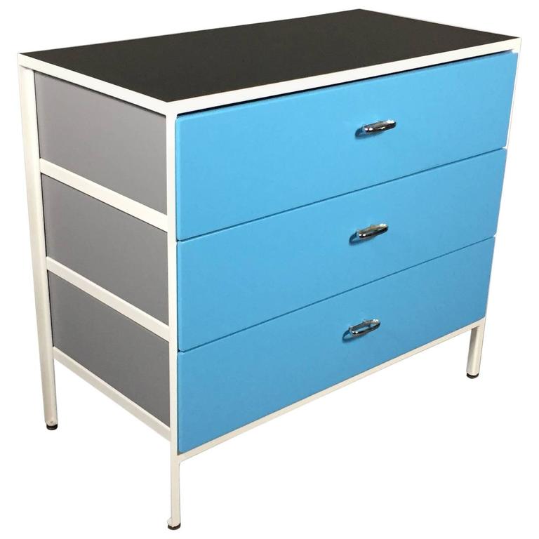 George Nelson 1950s Turquoise Steel Frame Cabinet for Herman Miller at ...