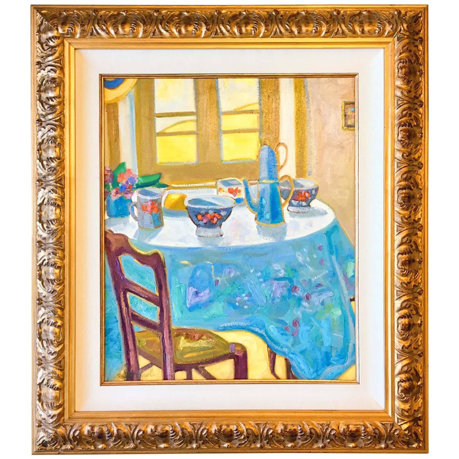 Salut Carol Oil on Canvas Tablescape at 1stDibs