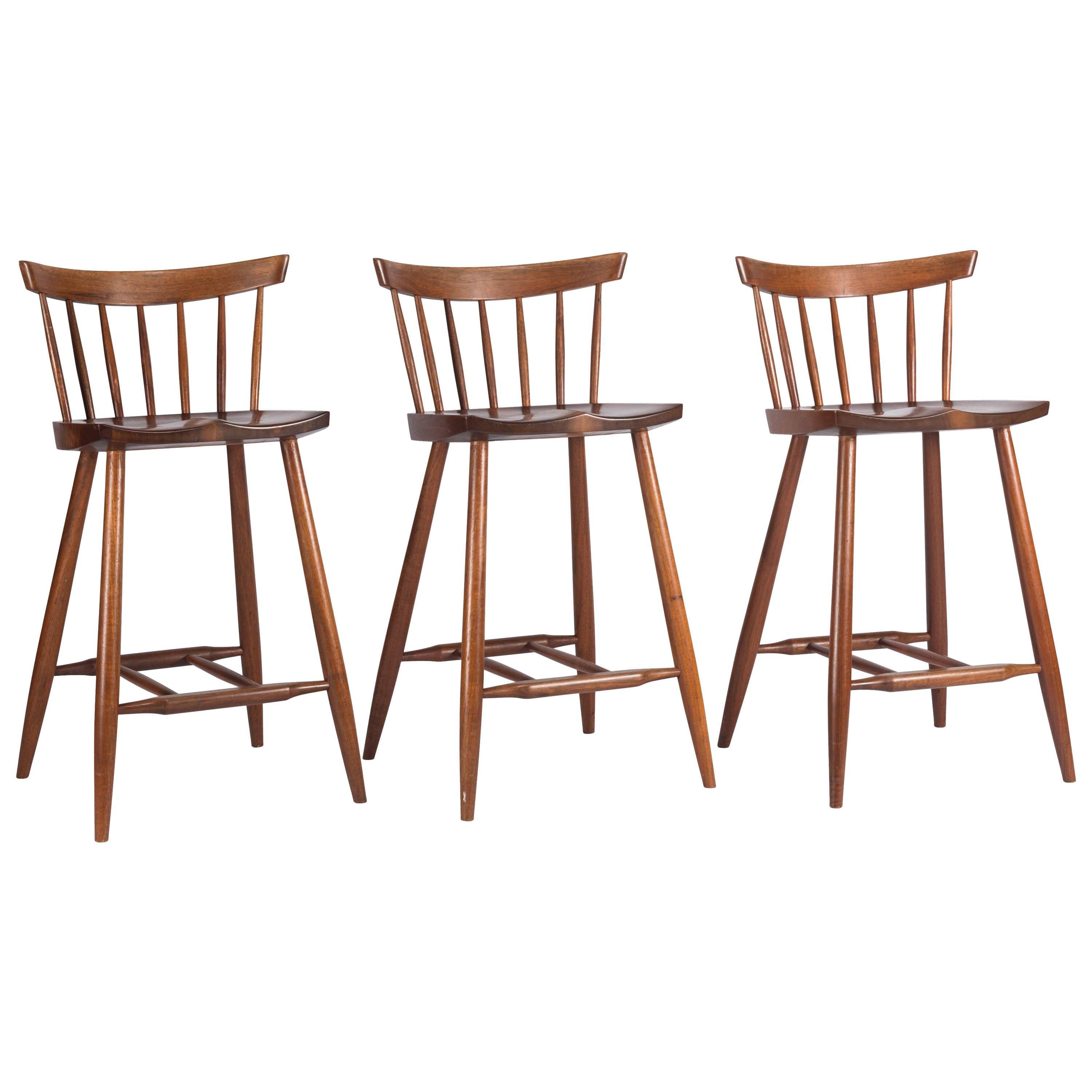 Three George Nakashima Counter or Barstools at 1stDibs