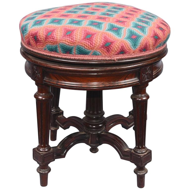 Antique Victorian Piano Stool Adjustable Height Rosewood For Sale at ...