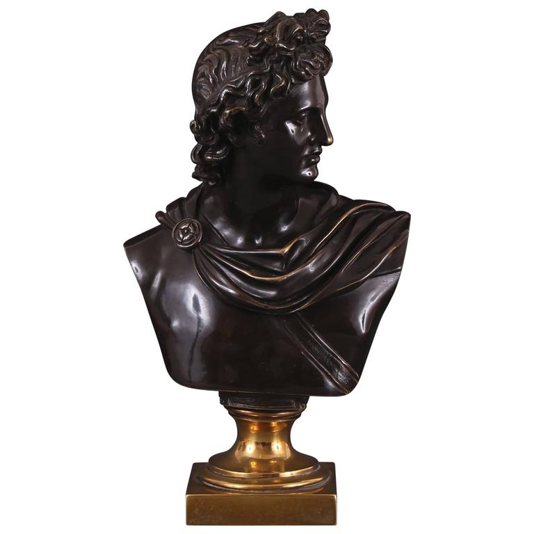 Superb 19th Century Bronze and Gilt Bronze Bust of the God Apollo ...