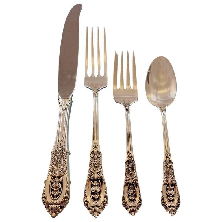 Rose Point by Wallace Sterling Silver Flatware Set for 8 Service 41 Pcs ...