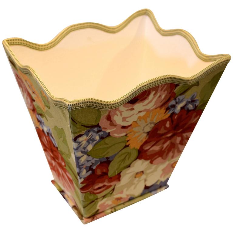 Floral Wastebasket For Sale at 1stDibs